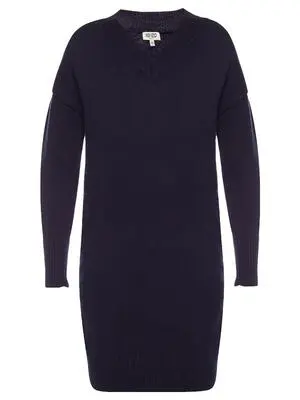 Kenzo Navy Blue Logo Knitted Dress - Black