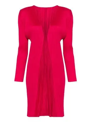 PLEATS PLEASE BY ISSEY MIYAKE Long-sleeved Cardigan - Red