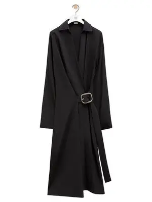 Loewe Belted Midi Dress With Asymmetrical Silhouette - Black