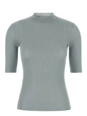Miu Miu Short-sleeved Ribbed Jumper - Gray