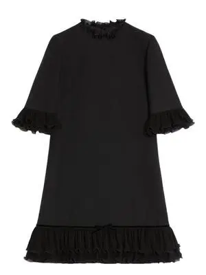 VALENTINO Valentino Crepe Couture Short Dress With Ruffle Detailing