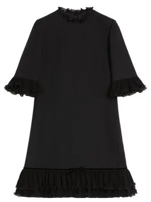 VALENTINO Valentino Short Sleeve Ruffled Crewneck Mini Dress