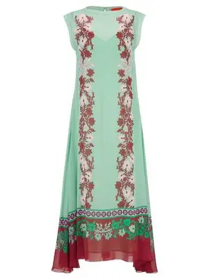 La DoubleJ Floral Silk Midi Dress - Green