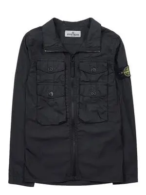 Stone Island Logo-patch Zip-up Jacket - Black