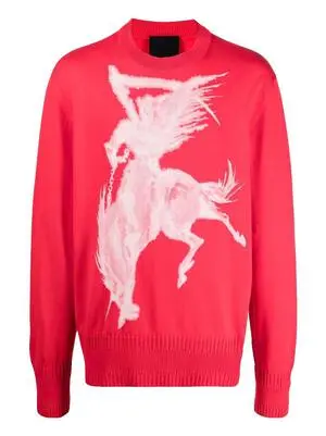 Givenchy Graphic Print Knit Pullover - Red