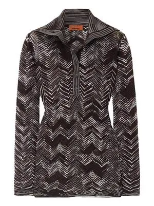 Missoni Chevron Crochet Knit Wool-blend Sweater - Black