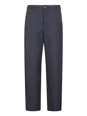Marni Logo Embroidered Straight-leg Tailored Pants - Black