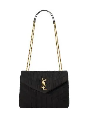 Saint Laurent Loulou Small Bag In Quilted Cotton - Black
