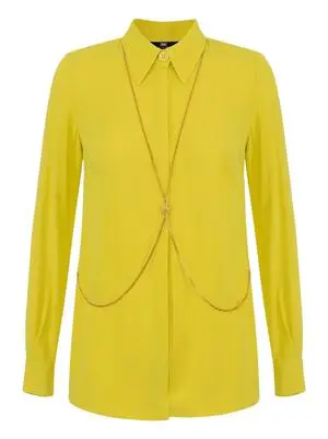 Elisabetta Franchi Long-sleeved Shirt With Metal Chain Detail - Yellow