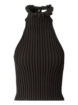 Alaïa Alaia Ribbed Knit Cropped Top Black