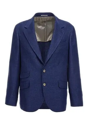 Brunello Cucinelli Single-breasted Long Sleeved Blazer - Blue
