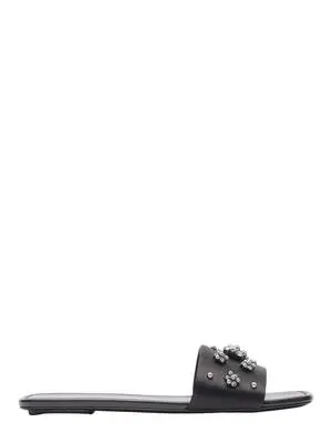 STUART WEITZMAN Poppy Embellished Flat Sandals - Black/silver/gray