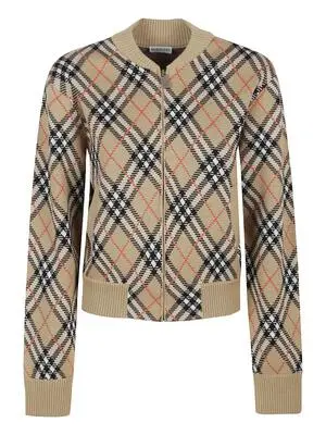 Burberry Checked Zip-up Cardigan - Multicolor