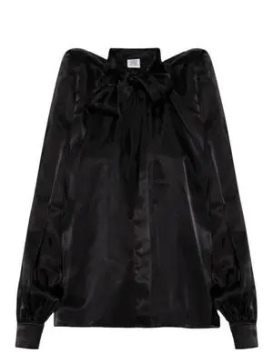 Vetements Satin Shirt With Pussy Bow Detail - Black