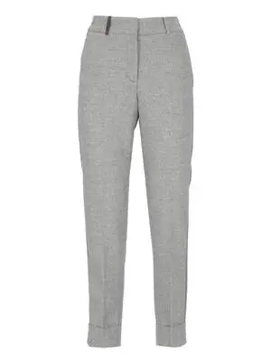 Peserico Embellished Cropped Trousers - Gray