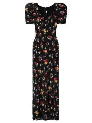 RODARTE Floral-print Silk Crepe De Chine Maxi Dress - Black