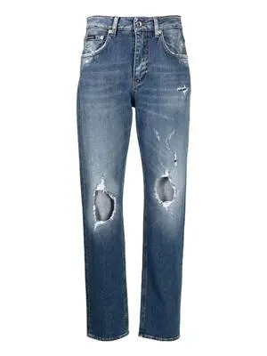 Dolce & Gabbana Distressed Straight Leg Jeans - Blue