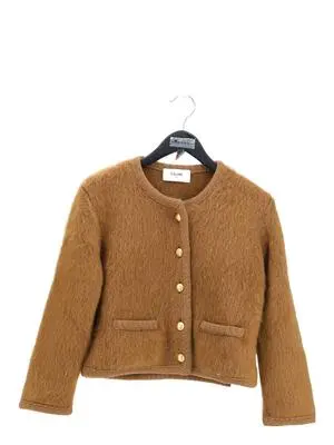 Celine Long Sleeve Crew Neck Button-up Jacket - Brown