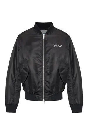 Off-White Logo Embroidered Bomber Jacket - Black