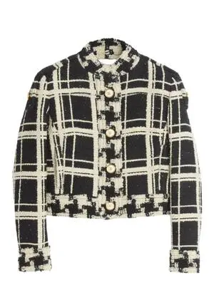 VALENTINO Valentino Checked Tweed Jacket With VLogo Buttons