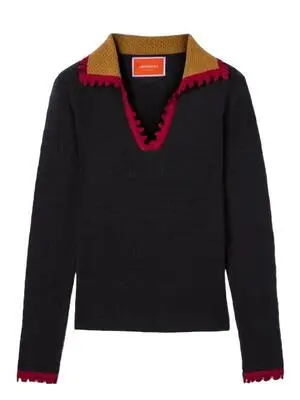 La DoubleJ Cotton-cashmere Sweater With Picket Edge Detail - Black