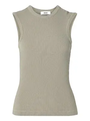 AGOLDE Cassidy Ribbed Stretch Organic Cotton And Lyocell-blend Jersey Tank - Mushroom