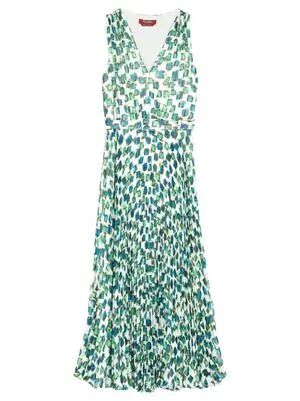 MAX MARA Max Mara Graphic Print Pleated Midi Dress