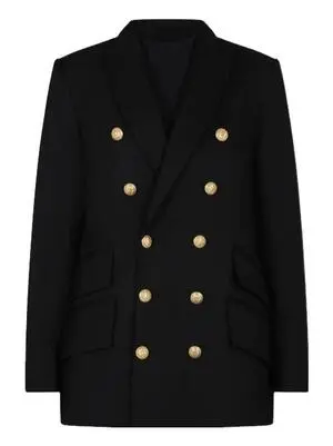 Balmain Double-breasted Blazer With Iconic Buttons - Black