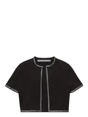 ALEXANDER WANG Alexander Wang Cropped Cardigan With Crystal Logo Trim