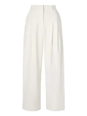 Veronica Beard High-waisted Wide-leg Pleated Trousers - White