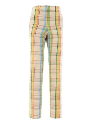 Loewe Tartan Pattern Straight Leg Trousers - Nude