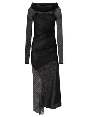 Pinko Lace-detail Cowl-neck Maxi Dress - Black