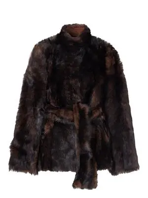Nour Hammour Nour Hammour Elsa Belted Shearling Jacket Brown