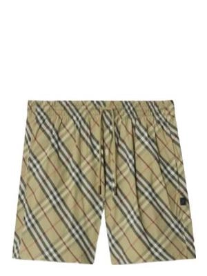 Burberry Checked Drawstring Swim Shorts - Gray