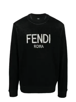 Fendi Logo-print Fleece Sweatshirt - Black