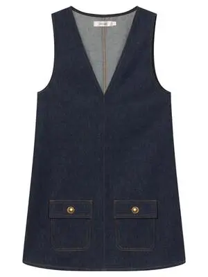 FRAME Frame V-Neck Sleeveless Denim Dress With Button Pockets