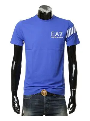 EA7 Logo-print Crewneck T-shirt - Blue