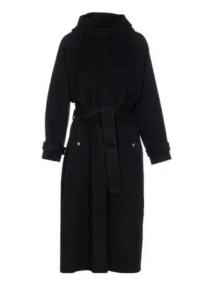 Pinko Belted Hooded Coat - Blue