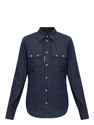 Dsquared2 Logo Patch Denim Shirt - Black