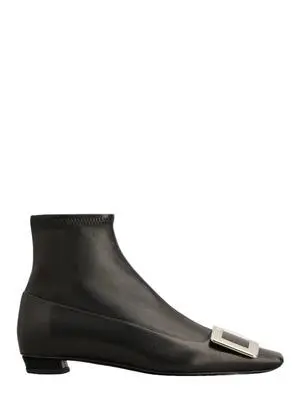 ROGER VIVIER Belle Vivier Leather Ankle Boots With Buckle Detail - Black