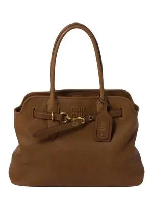 Miu Miu Aventure Logo-tag Tote Bag - Brown