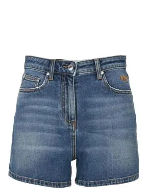MSGM Logo Denim Shorts - Blue