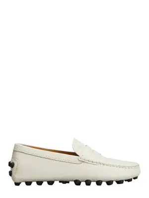 TOD'S Embossed Logo Leather Loafers - White