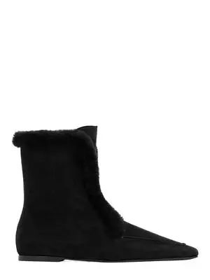 TOTEME Square Toe Ankle Boots With Side Zip - Black