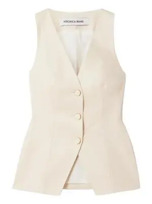 Veronica Beard V-neck Vest - Ecru
