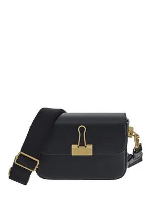 Off-White Binder Foldover Top Shoulder Bag - Black