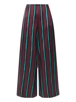 ROKSANDA Roksanda Striped Silk-Satin Wide-Leg Pants Red