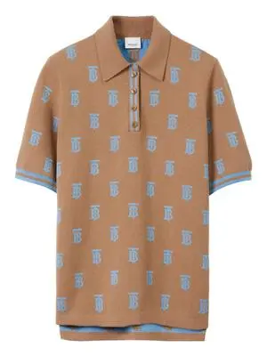 Burberry Monogram Short Sleeve Knitted Polo Shirt - Brown
