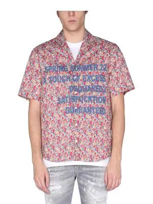 Dsquared2 Logo Floral Printed Bowling Shirt - Multicolor