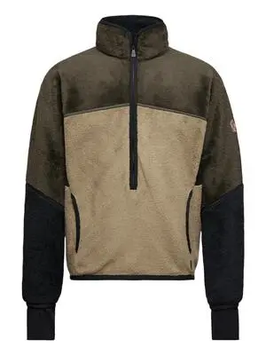 Moncler Polartec High Neck Fleece Sweatshirt - Beige/green